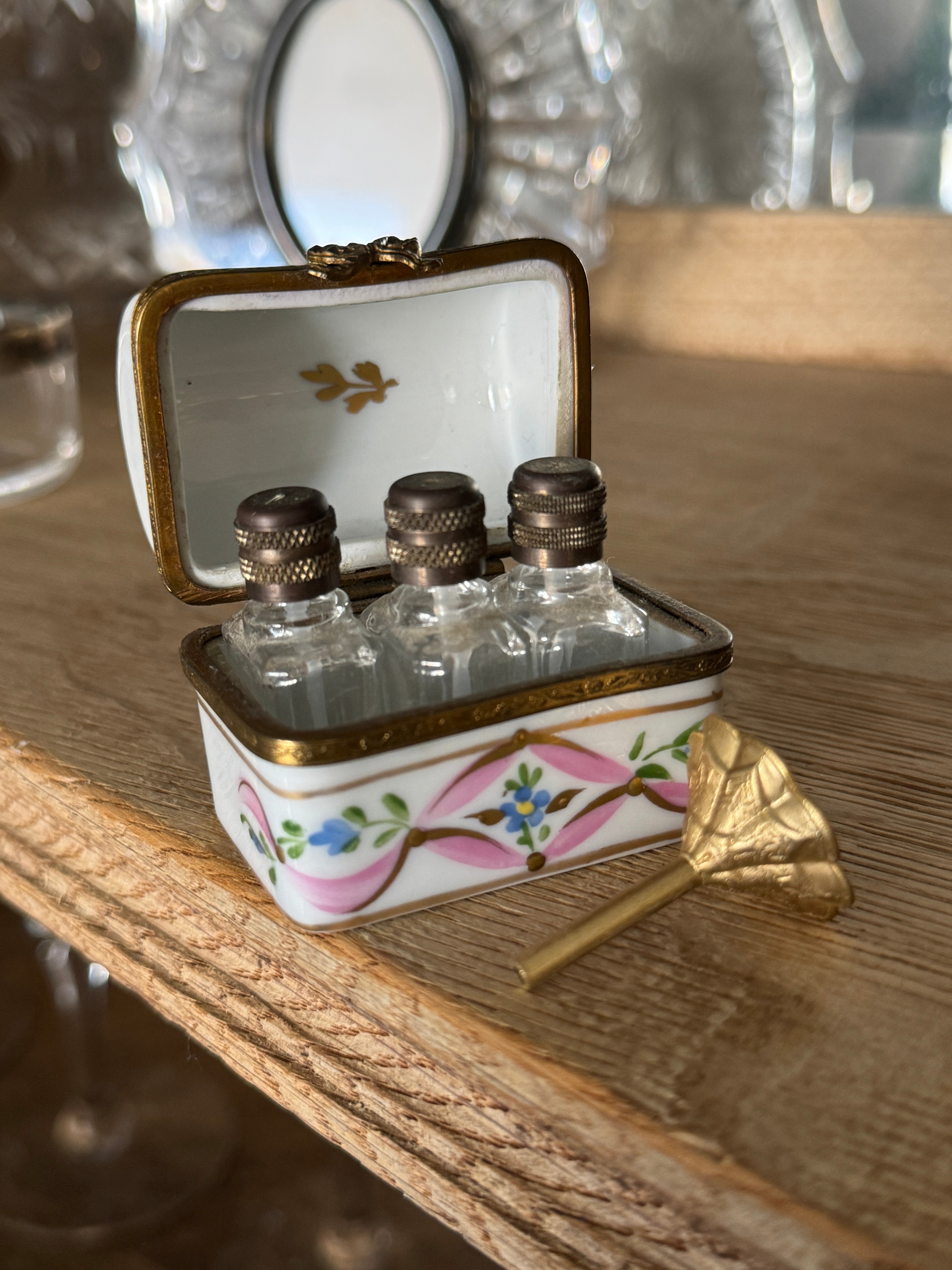 Vintage Limoge Box, Perfume Bottle Trio with Funnel – The Lombardi ...